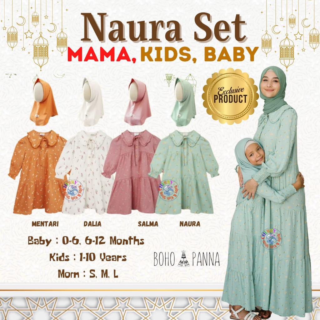Jual Bohopanna Naura Mama / Gamis Set 0-10 Tahun Set Gamis + Hijab Lebaran Anak Dan Bayi / Gamis ...