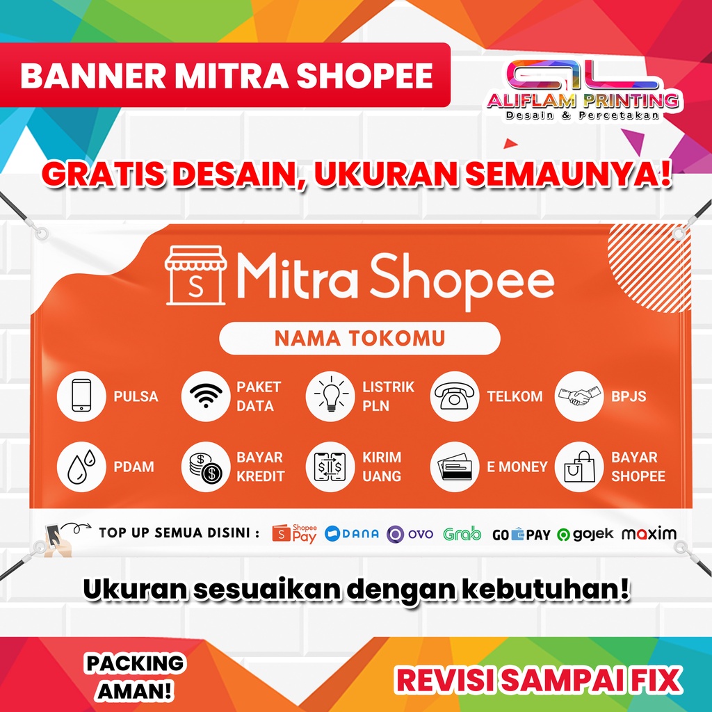 Jual CETAK BANNER SPANDUK MITRA SHOPEE | TERSEDIA BANYAK UKURAN | BISA GANTI NAMA TOKO | Shopee ...