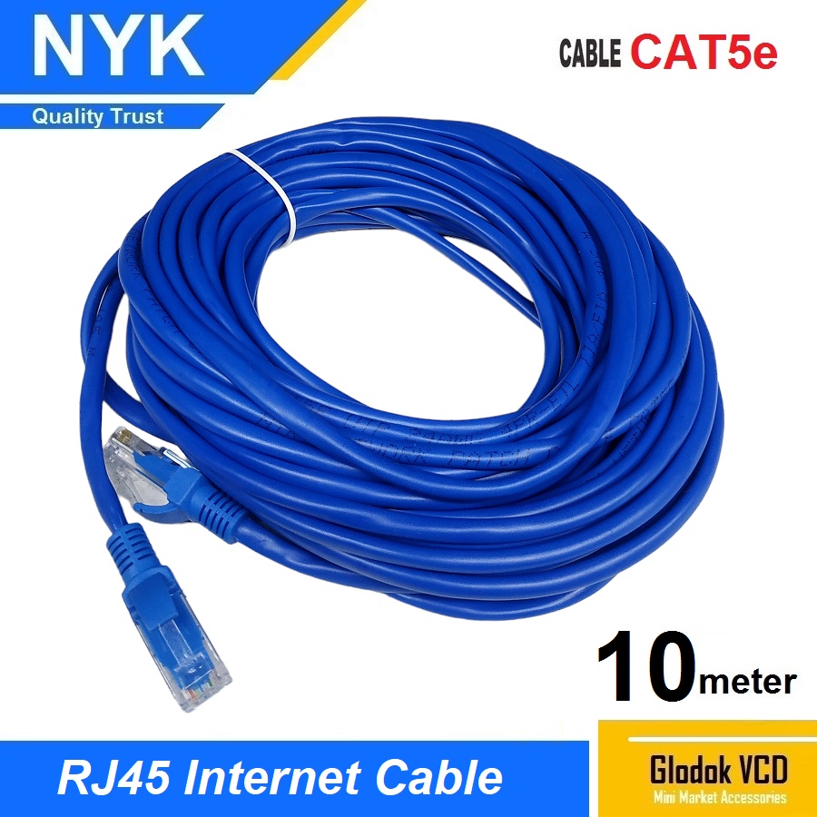 Jual NYK Cat5 10m Ethernet Network Cable / Kabel LAN UTP CAT5e | Shopee Indonesia