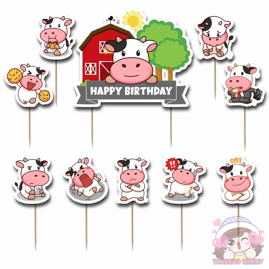Jual Topper Cake Hiasan Kue Ulang Tahun motif COCO MOW SAPI CUTE ...