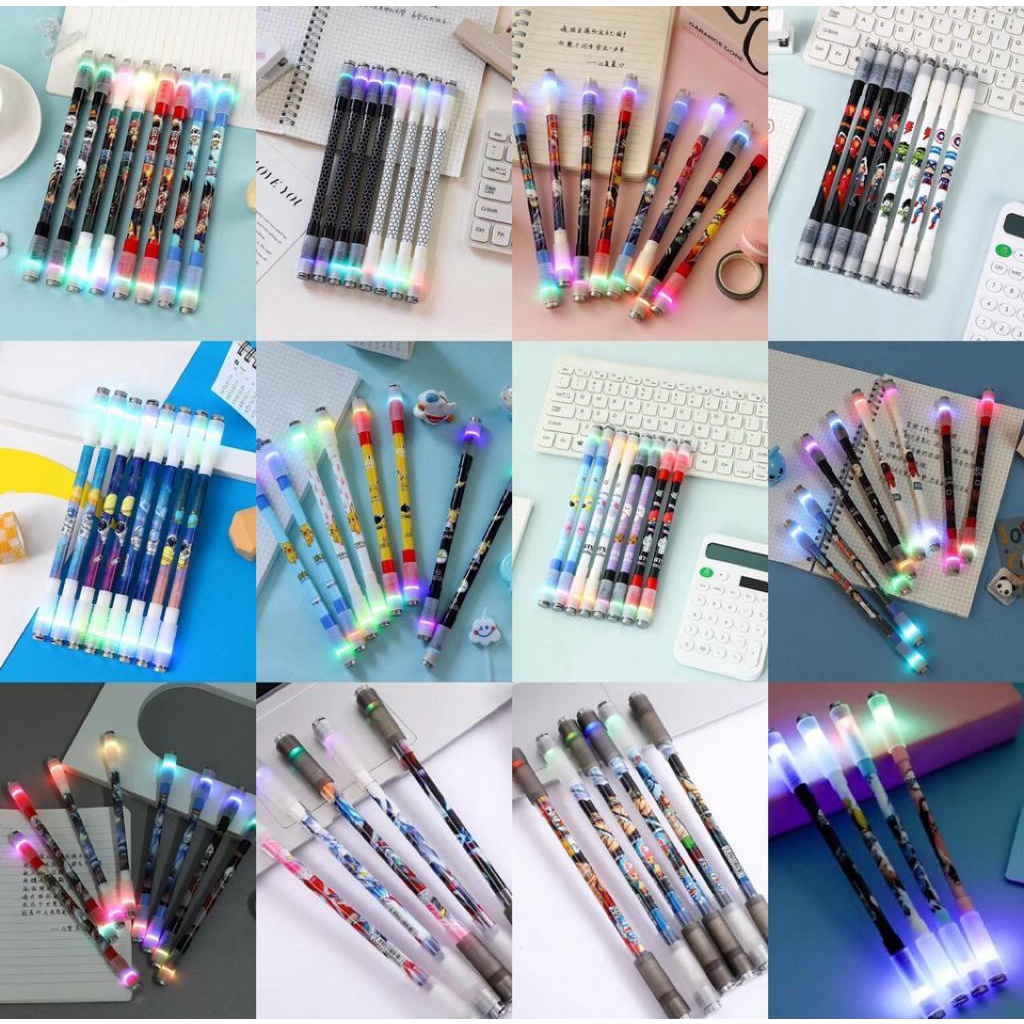 Jual 7S Pulpen Spinning LED Original Anime Spinning Pen Light Balance ...