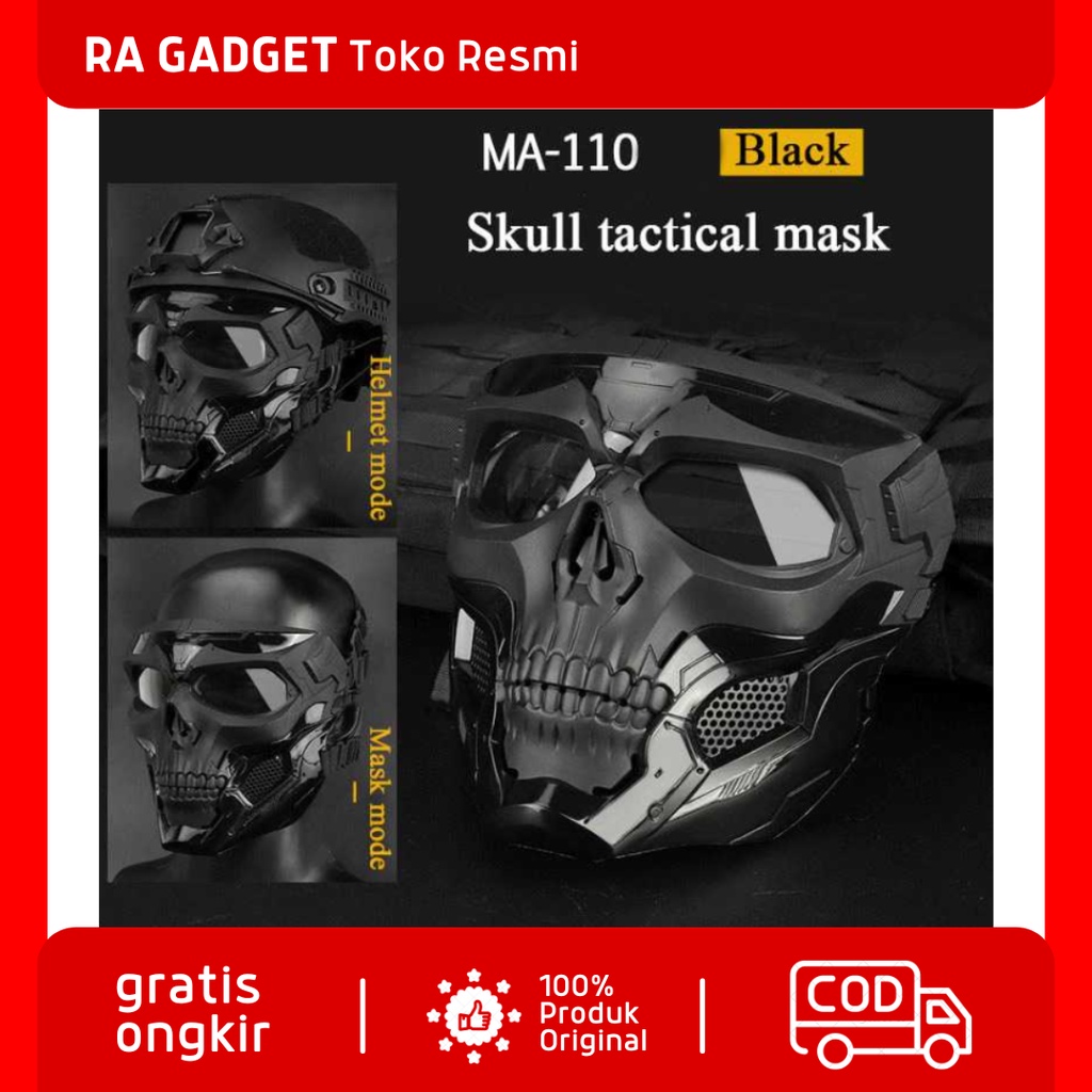 Jual Masker Motor Topeng Tengkorak Airsoft Gun Full Face Skull / Goggle ...
