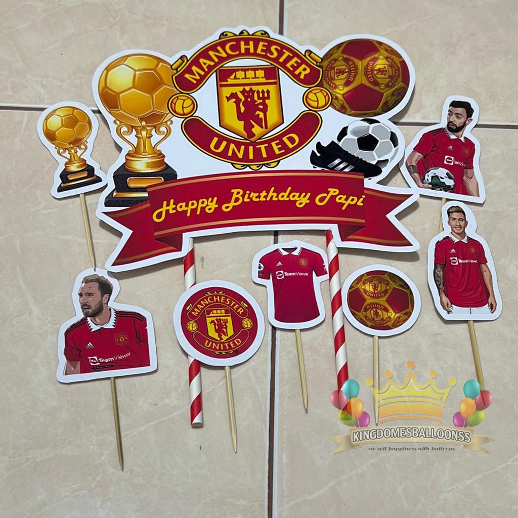 Jual Topper Cake Sepak Bola Manchester United Custom Nama | Shopee ...