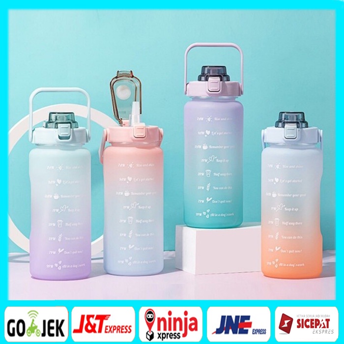 Jual [FREE STICKER] botol minum jumbo 2 liter botol minum viral ...