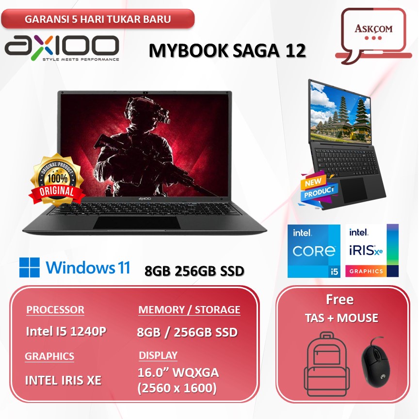 Jual Laptop Axioo Mybook SAGA 12 I5 1240P RAM 16GB 512GB SSD W11 16 ...