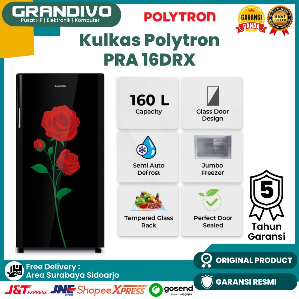 Jual Kulkas Polytron 1 Pintu Belleza Varia 160 liter PRA 16DRX Garansi ...