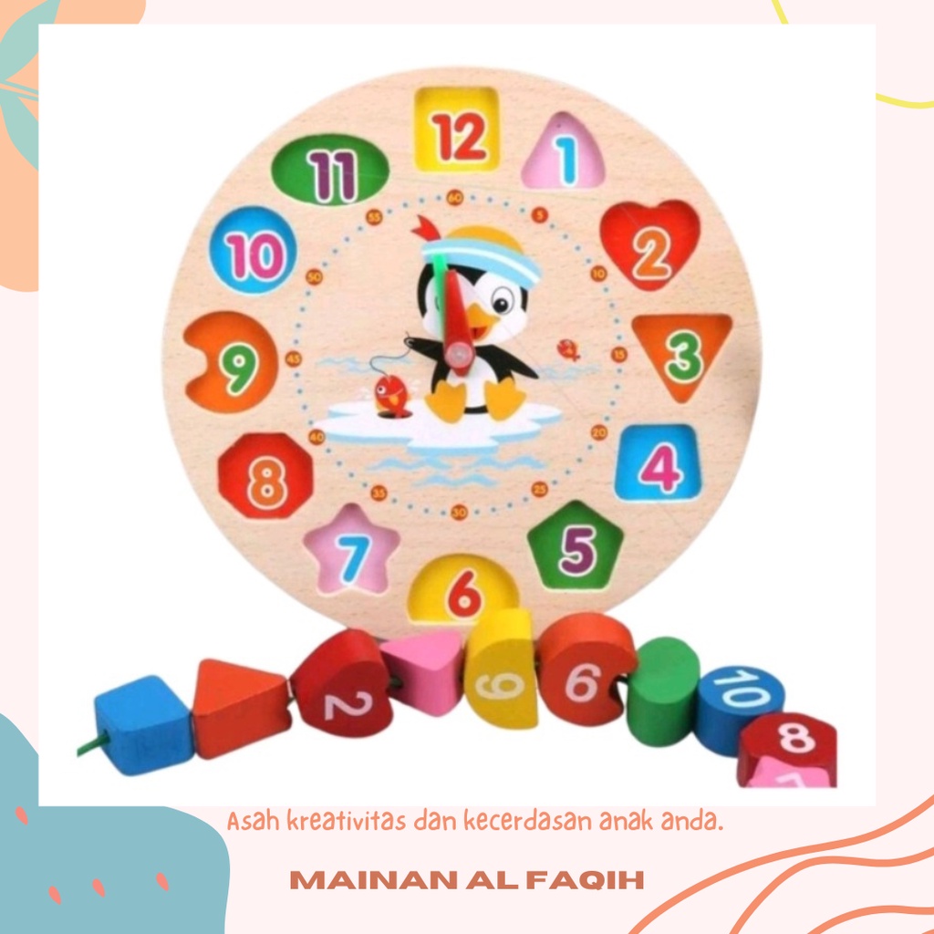 Jual Mainan Edukasi Anak / Puzzle Jam Kayu / Mainan Meronce / Jam ...