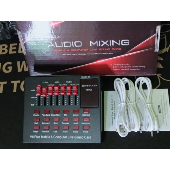 Jual COD Soundcard V8 Plus Bluetooth Sound Card V8 V8S V8PLUS Mixer Live Broadcast Audio USB ...