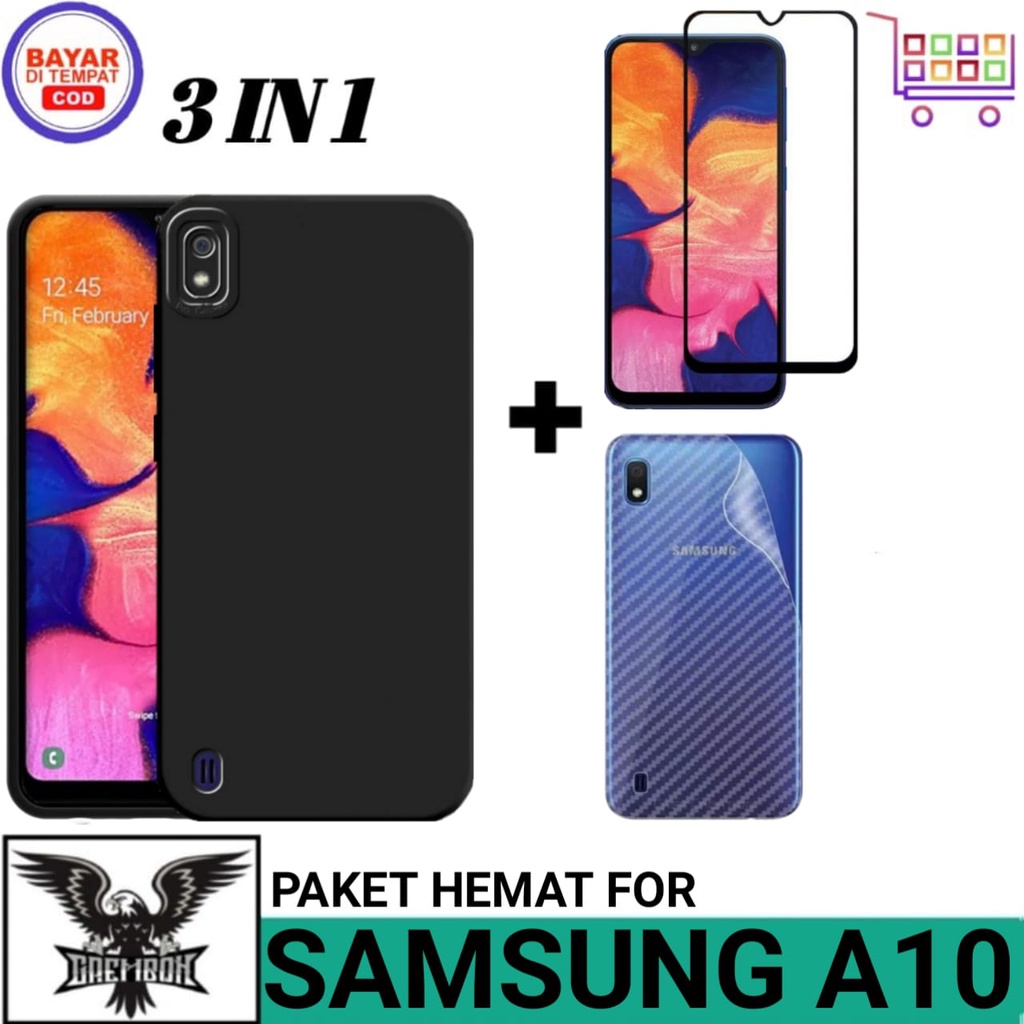 Jual PAKET 3IN1 CASE SAMSUNG GALAXY A10 SOFT CASE LIQUID FREE TEMPERED ...