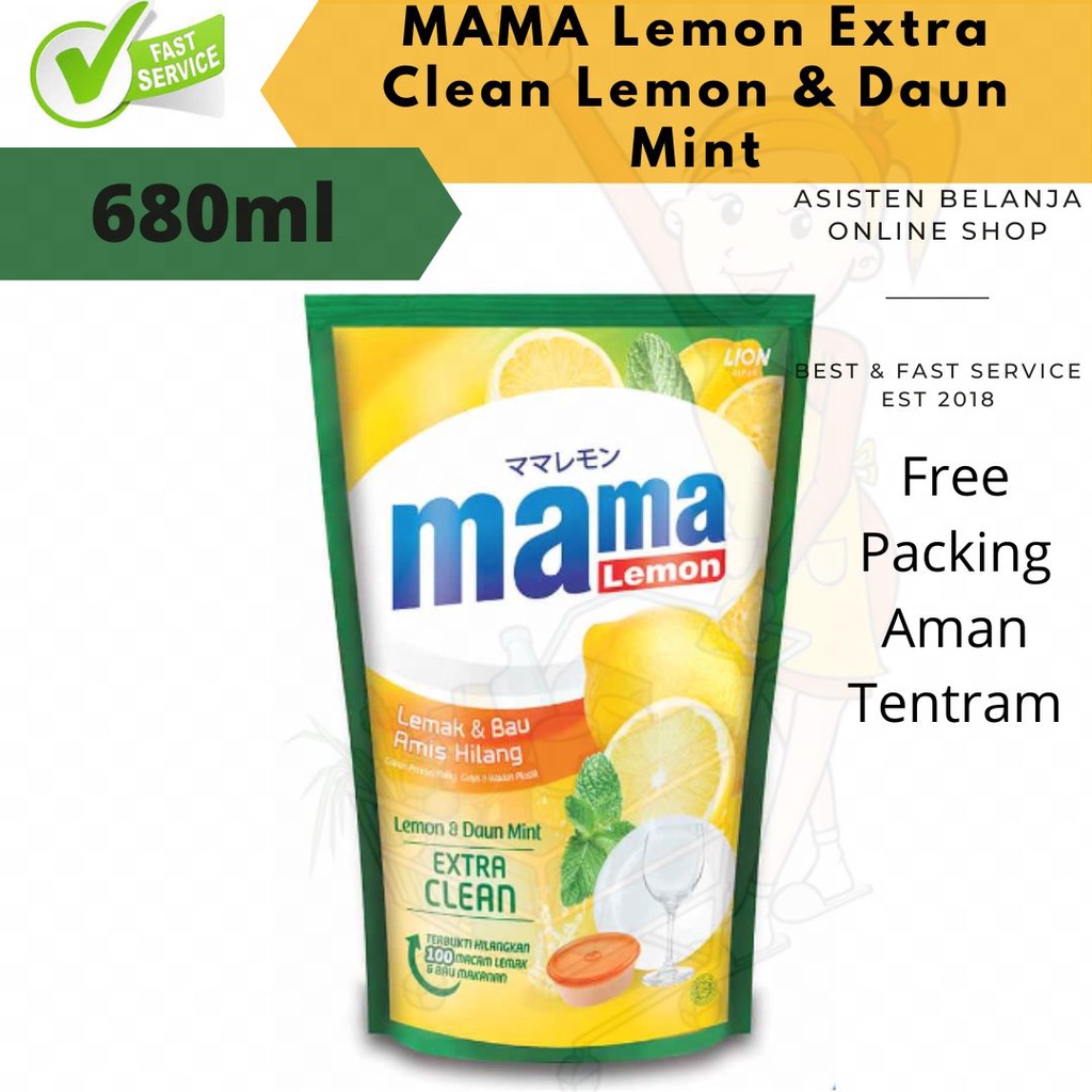 Jual Mama Lemon 680ml Sabun Cuci Piring Isi Ulang Refill Kuning LEMON DAUN MINT EXTRA CLEAN 680 ...