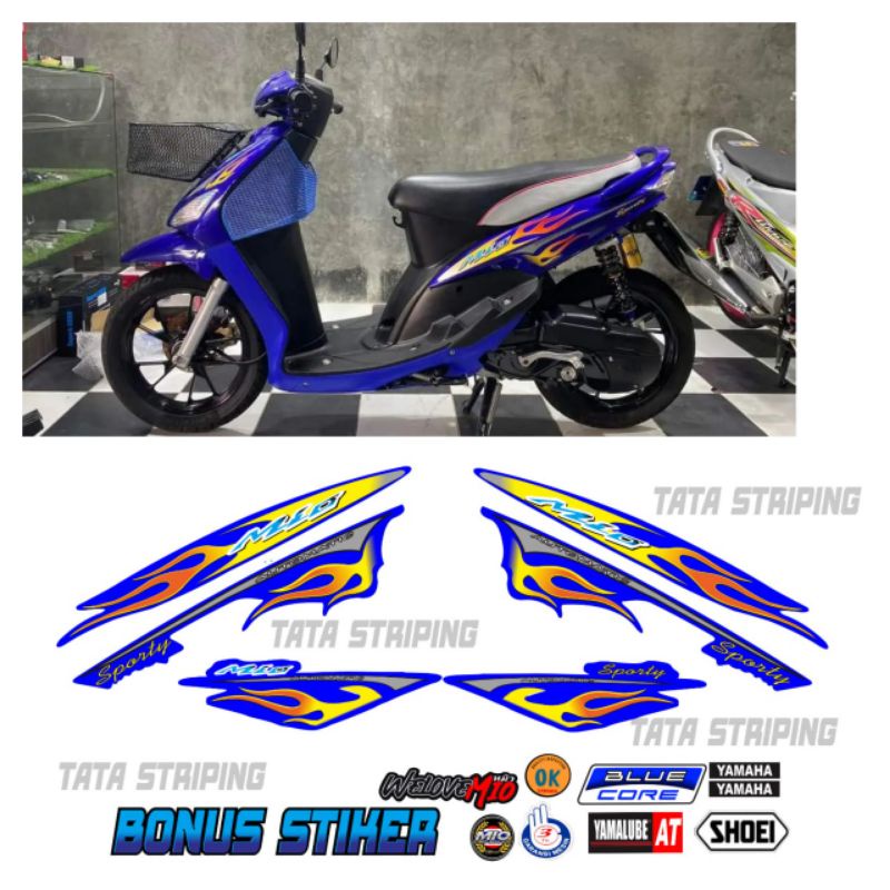 Jual striping Mio sporty Mio smile Mio api biru | Shopee Indonesia