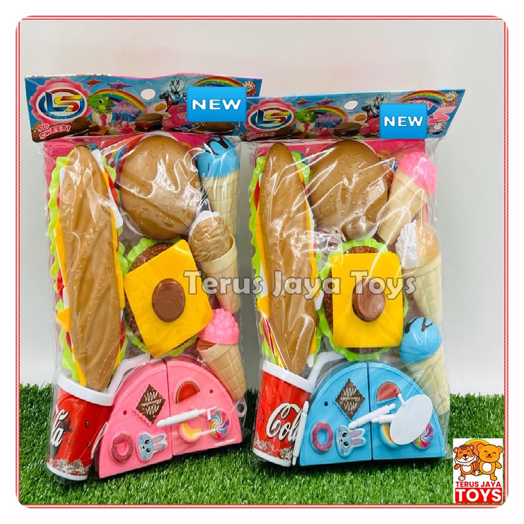 Jual MAINAN KUE POTONG BURGER ICE CREAM HOT DOG MAINAN MASAK MASAKAN ...