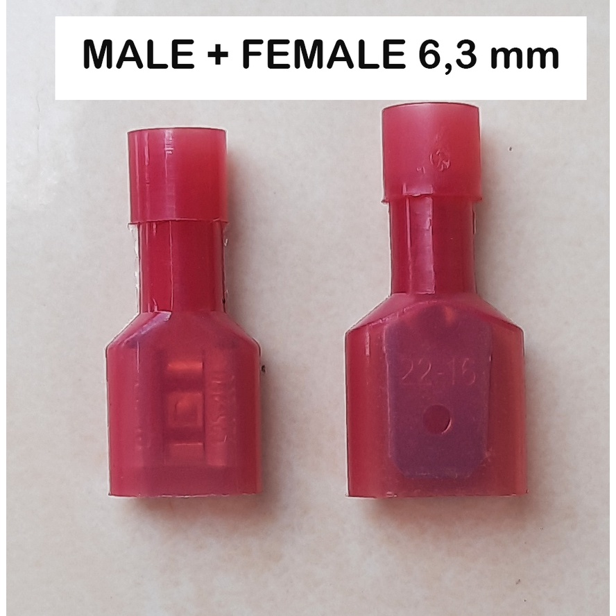 Jual set skun male female ukuran 6,3 mm lapisan nylon merah maks 1,5 mm ...