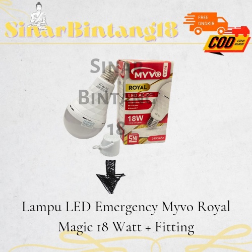 Jual Lampu LED Emergency Myvo Royal Magic 18 Watt + Fitting | Shopee Indonesia