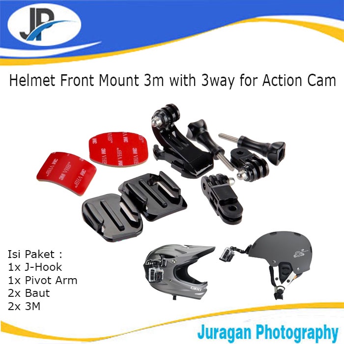 Jual Helmet Front Mount 3m with 3way for Action Cam | Shopee Indonesia