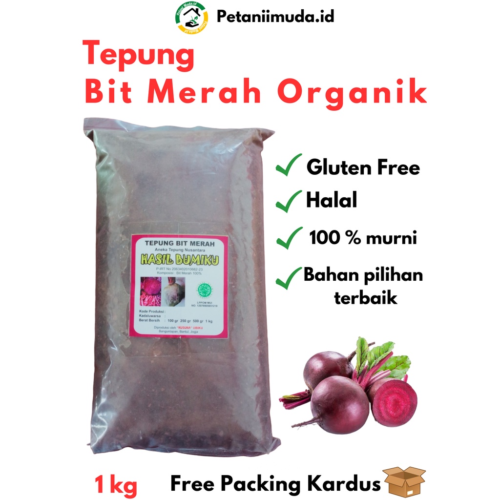 Jual Tepung Buah Bit kemasan 1 KG/Tepung Bit Merah Organik kemasan 1 KG ...