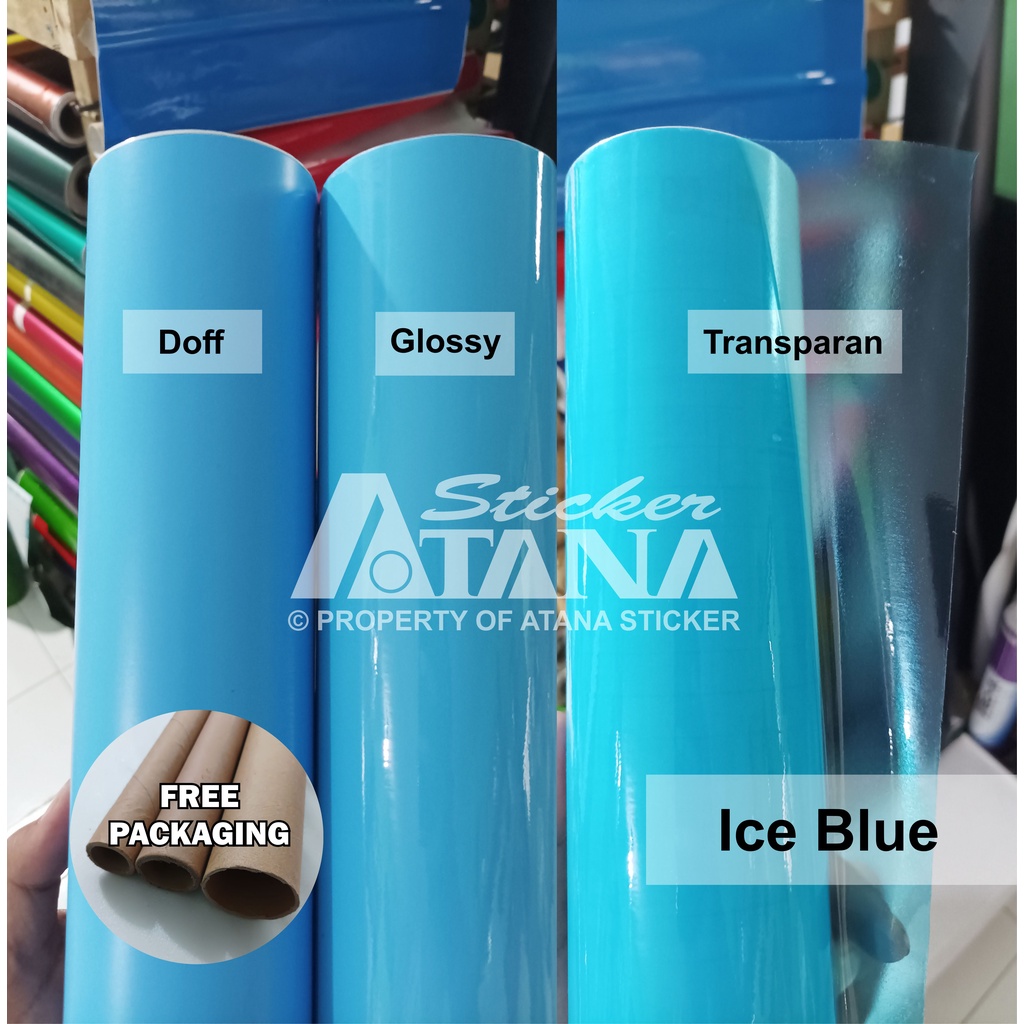 Jual Skotlet Biru Muda Glossy Doff Transparan Stiker Ice Blue Aqua ...