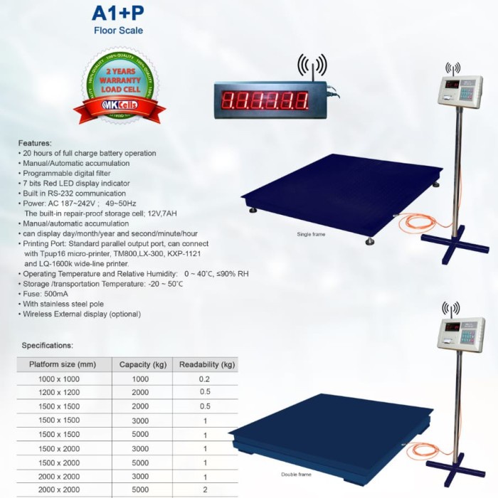 Jual Timbangan Lantai Digital 2TON D-SCALE A12E 2 TON 120cm x 120cm/2000kg | Shopee Indonesia