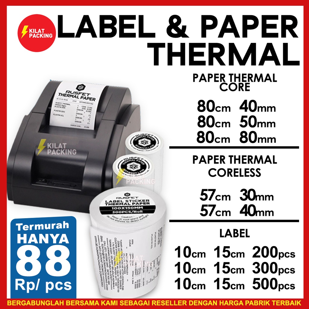 Jual Stiker Label Thermal Paper Resi Barcode 100mm x 150mm A6 Sticker RUSFET TERMURAH | Shopee ...