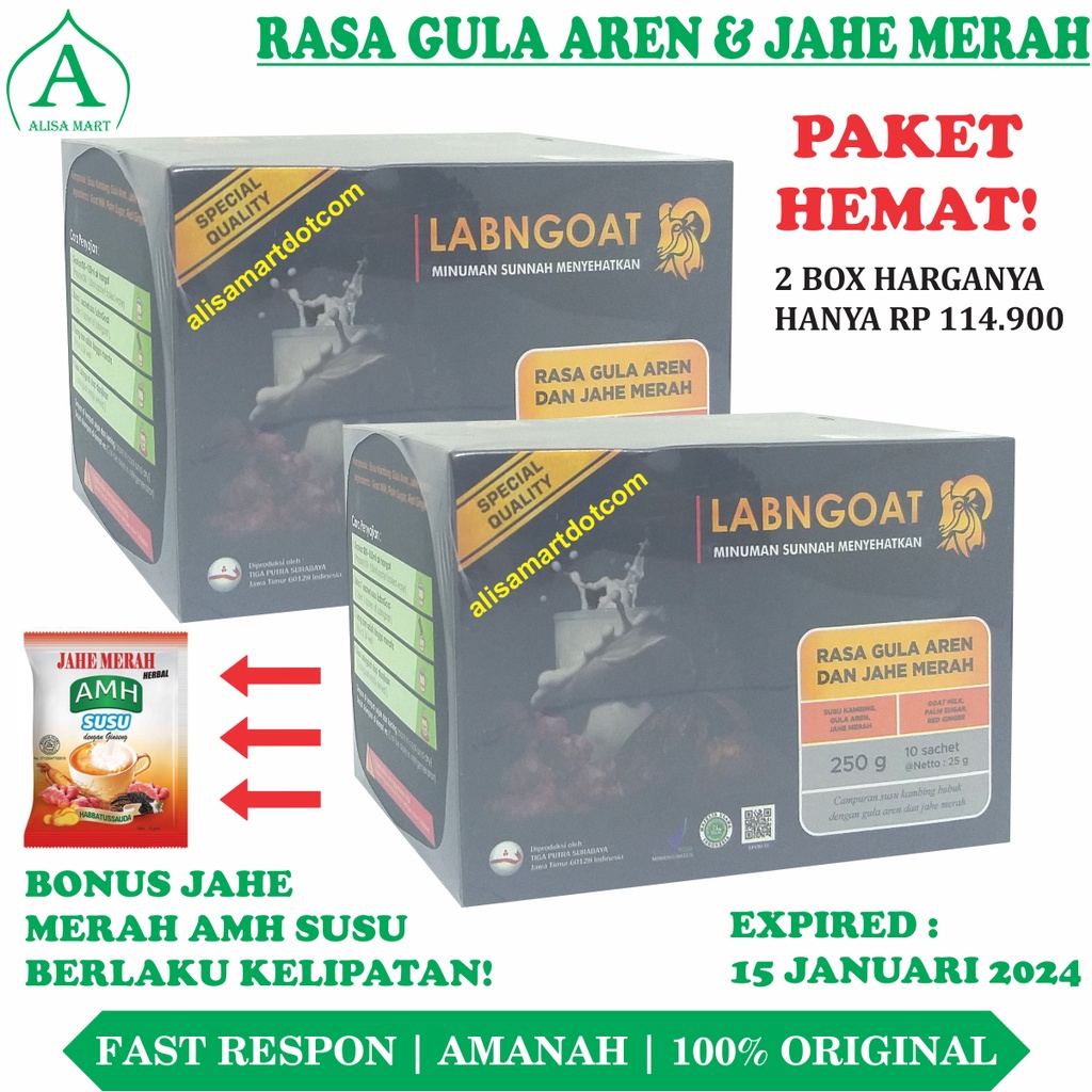 Jual Paket 2 BOX Labn Goat RASA JAHE PLUS GULA AREN Susu Kambing Etawa ...