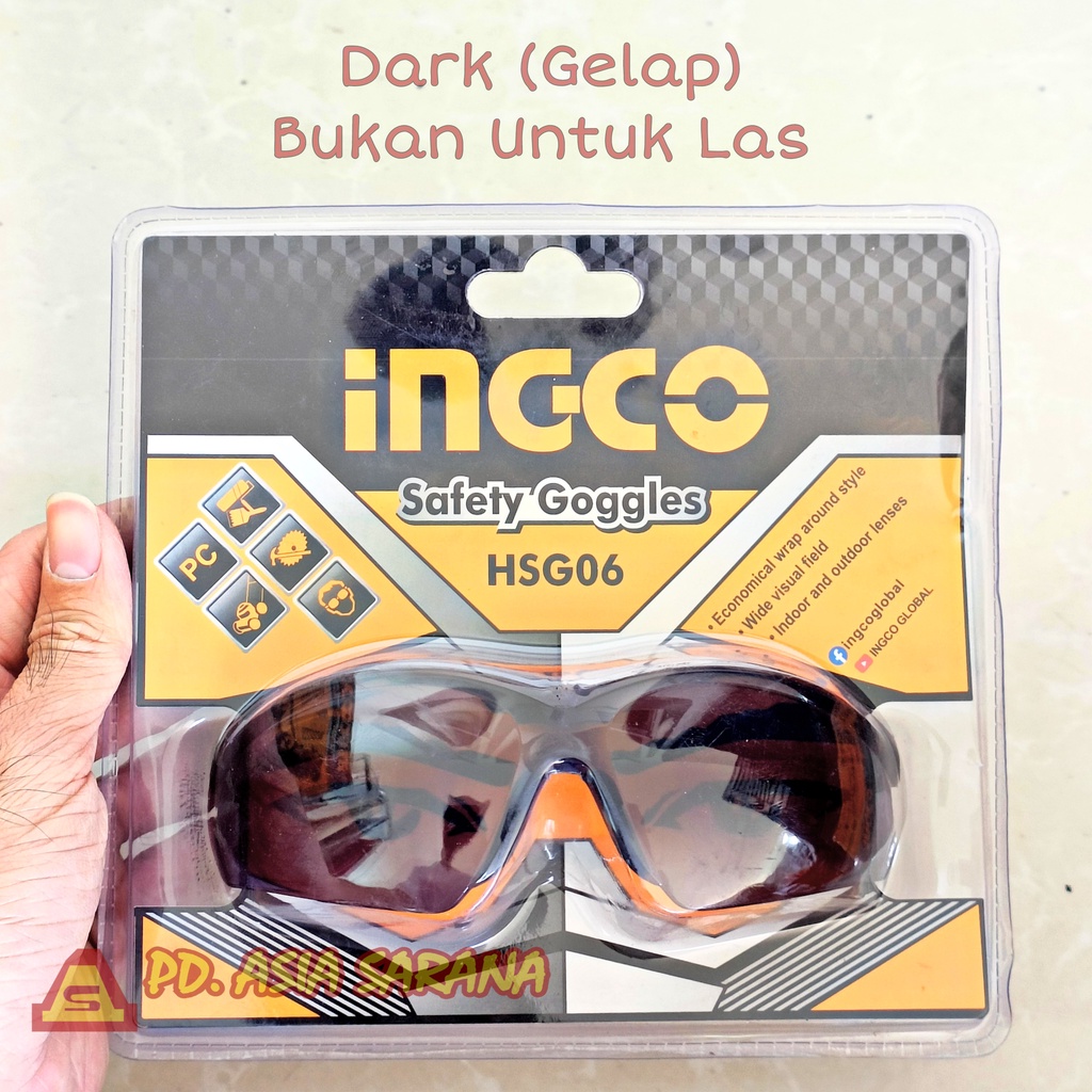 Jual Safety Glasses Dark INGCO HSG06 Goggle Kacamata Hitam Kaca Mata ...