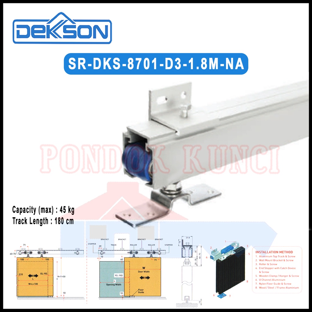 Jual Rel Pintu Sliding Dekkson D3 1,8 Meter Rail Sleding Dekkson Pintu ...
