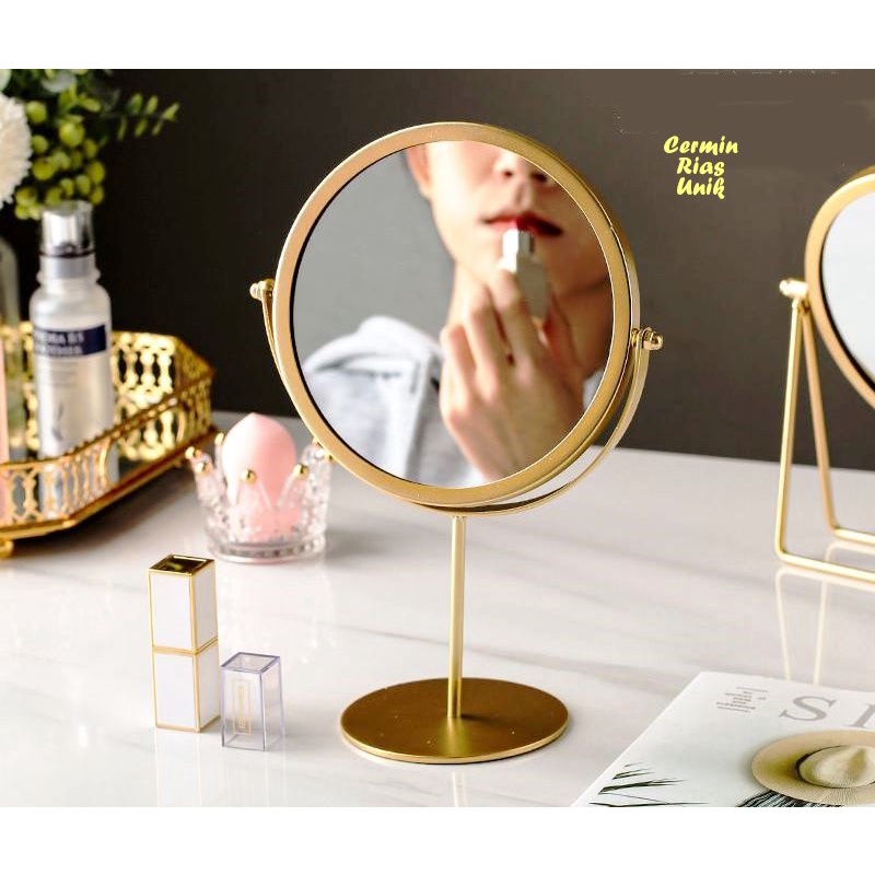 Jual Cermin Rias Unik WARNA GOLD Cosmetic Mirror Bisa digerakkan ke ...