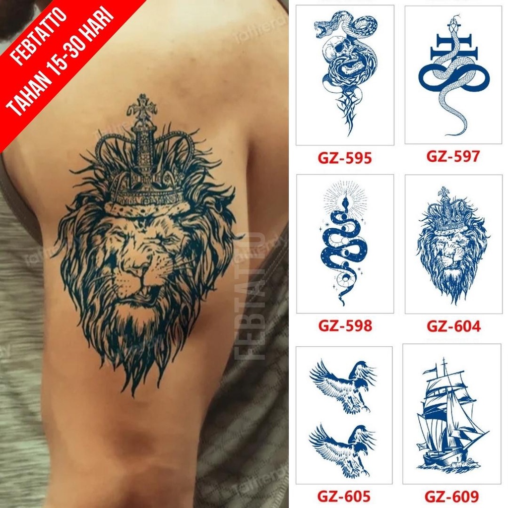 Jual Tato Temporer Ukuran 18cm x 11cm Motif GZ 604 Raja Singa Tato ...