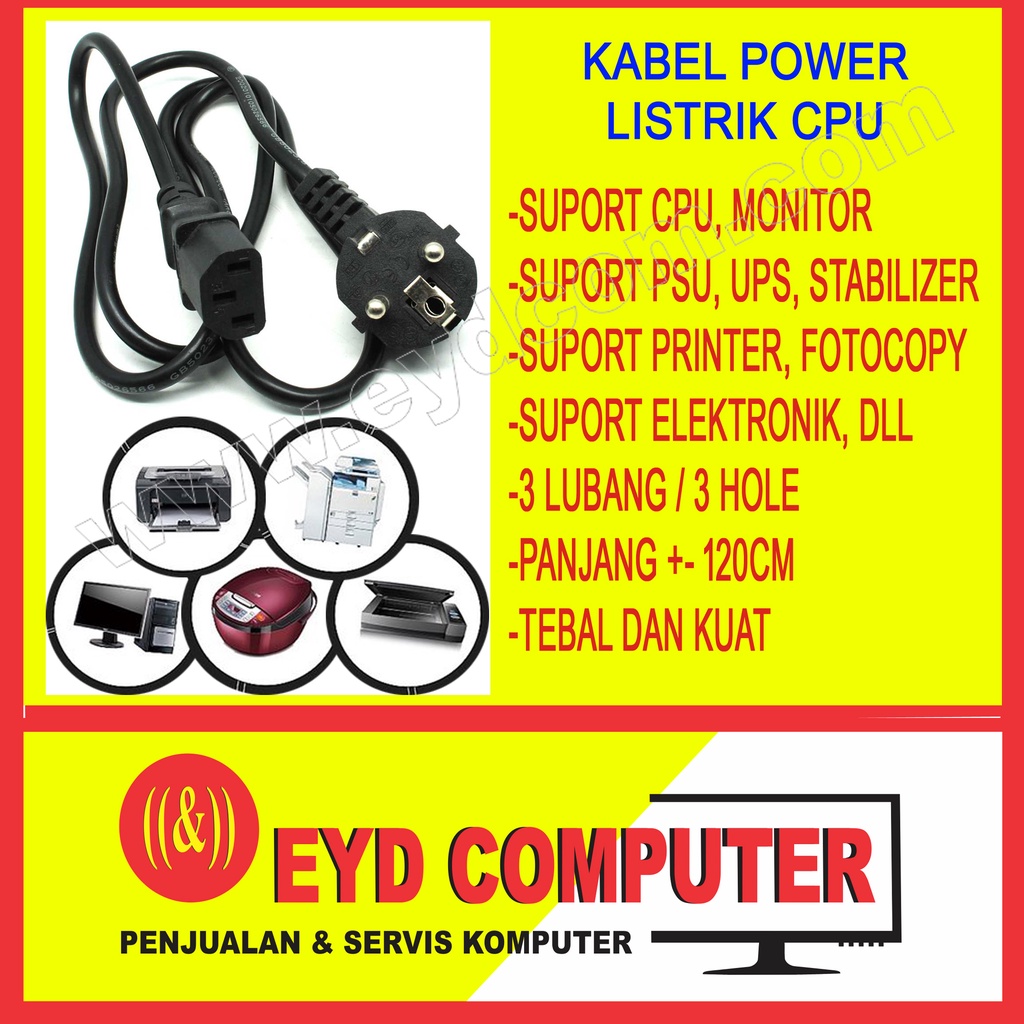 Jual KABEL POWER PC COMPUTER CABLE ELEKTRONIK TIGA LUBANG KOMPUTER ...
