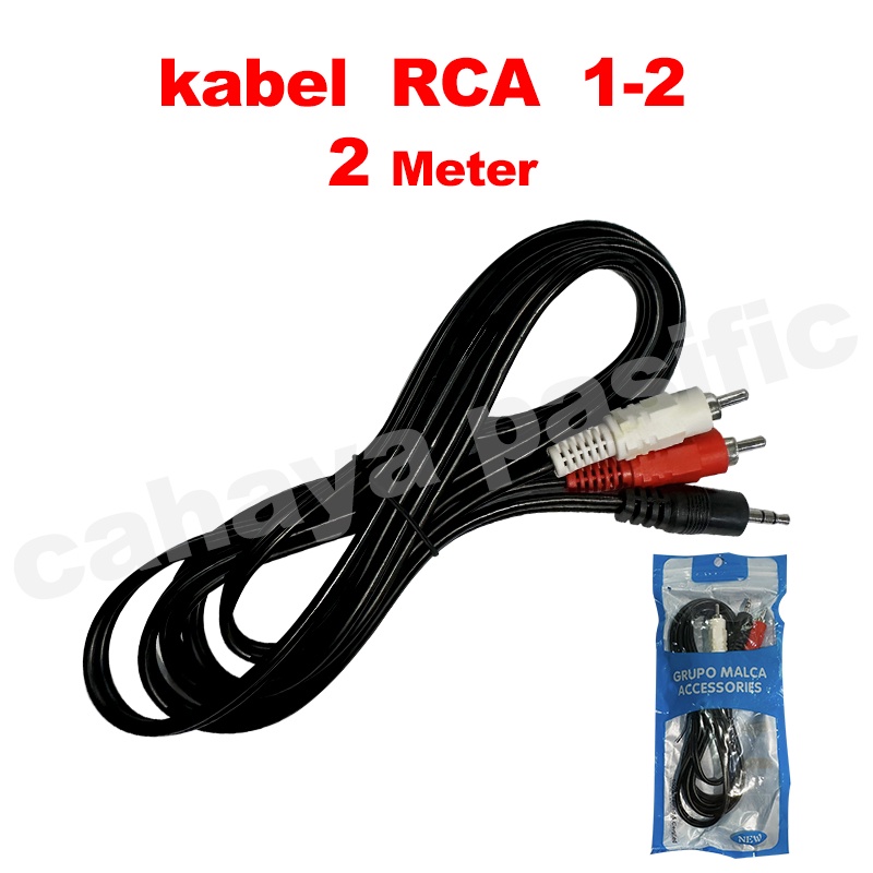 Jual Kabel Audio RCA 1x2 Jack 3.5mm 2M - AUX 1 ke 2 Warna Hitam Original | Shopee Indonesia