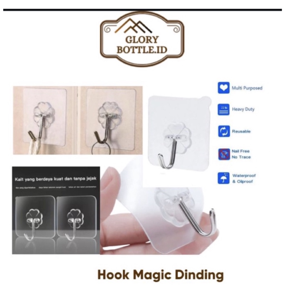 Jual GB - A024 - GANTUNGAN HOOK MAGIC TEMPEL TRANSPARAN HOOK AJAIB AKSESORIS KAMAR MANDI KAIT ...