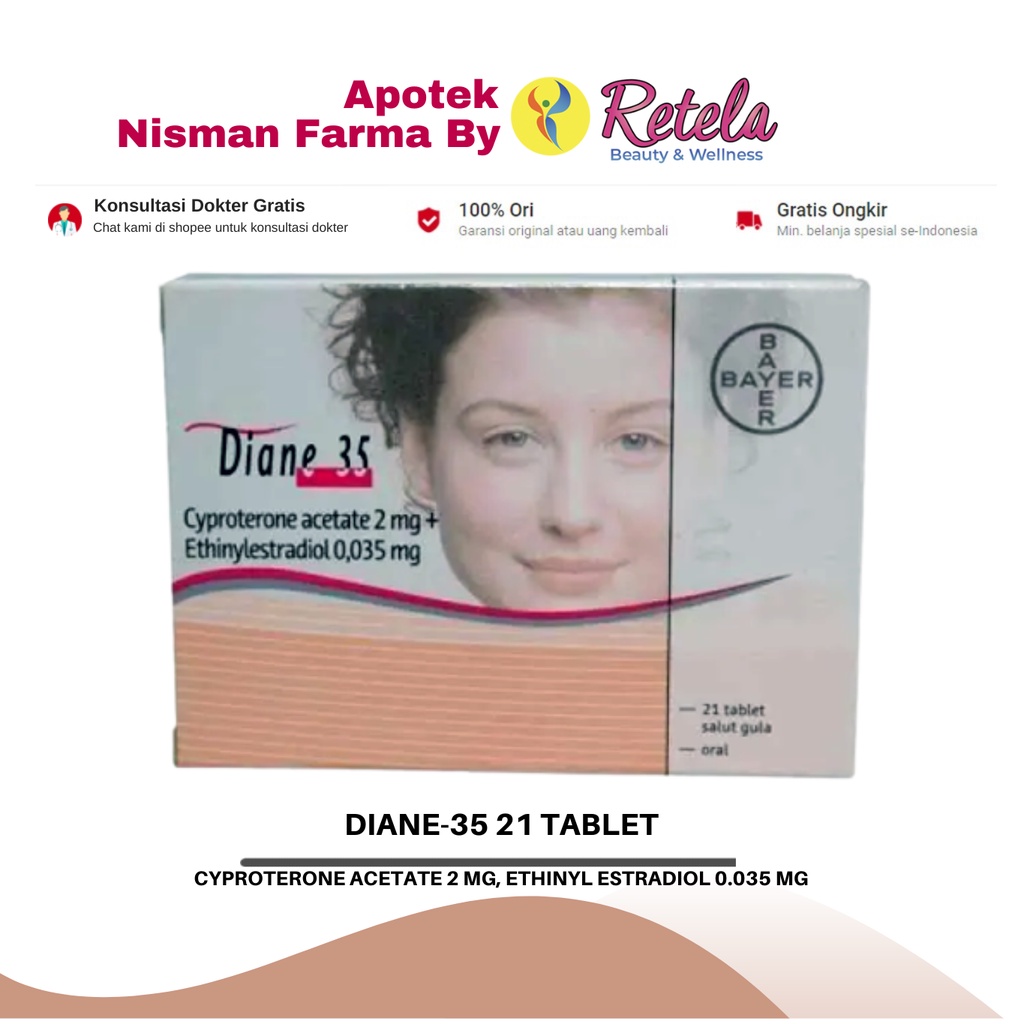 Jual DIANE 35MG 1 BLISTER ISI 21 TABLET / PIL KB | Shopee Indonesia