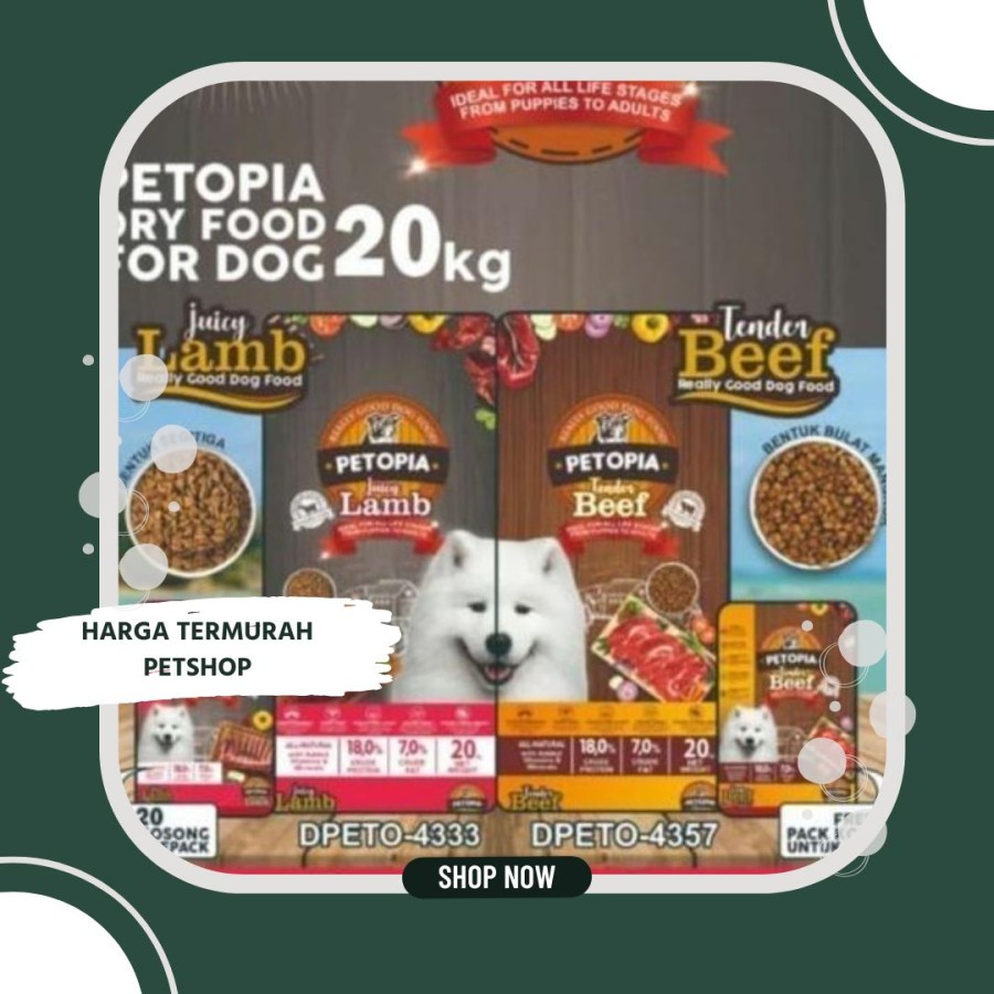 Jual GROSIR PETOPIA DOG FOOD JUICE LAMB 20KG / TENDER BEEF / ANJING ...
