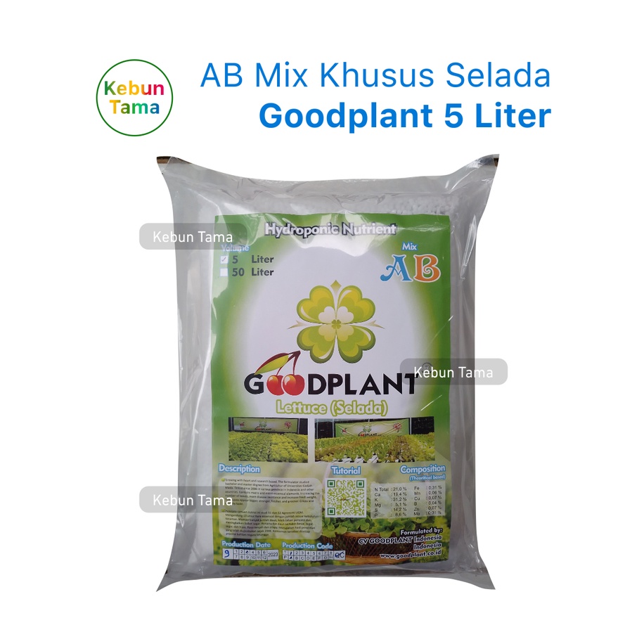 Jual AB Mix Selada Goodplant Nutrisi Hidroponik Selada 5 Liter | Shopee ...