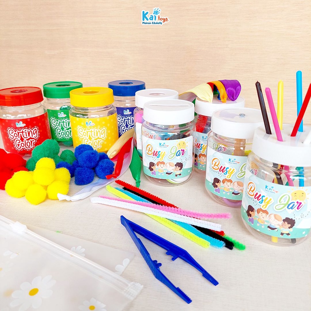 Jual Bundling Paket Busy Jar + Sortir Kancing / Sortir Pompom / Mainan ...