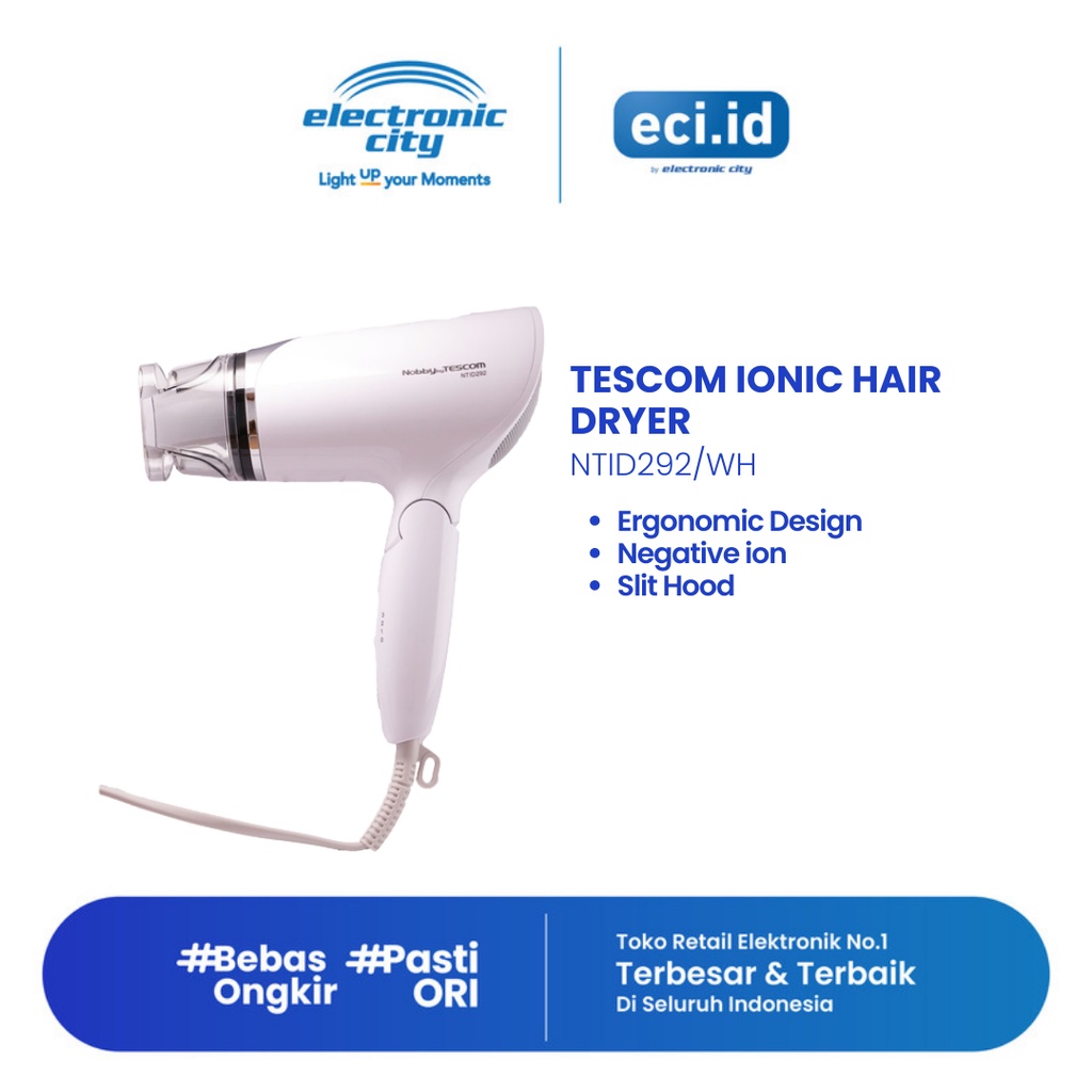 Jual Tescom Ionic Hair Dryer White - NTID292/WH | Shopee Indonesia