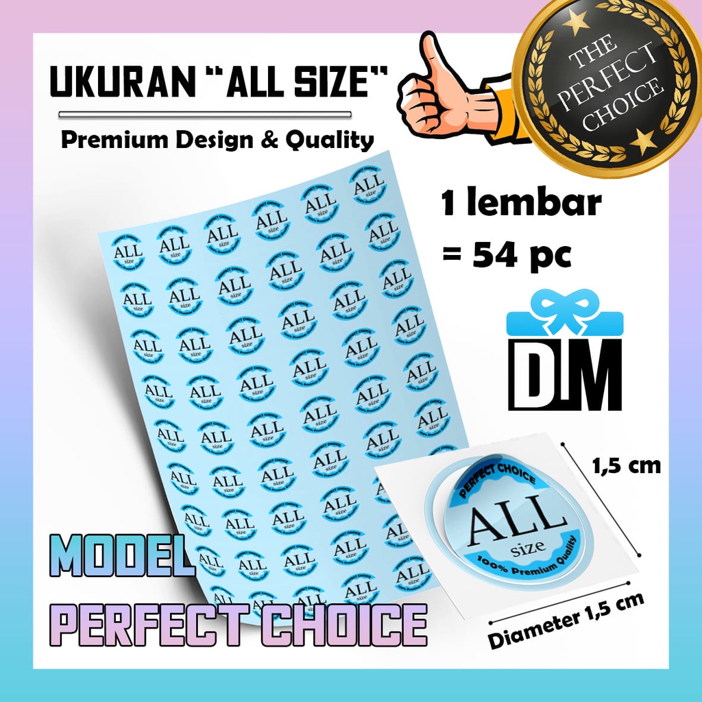 Jual Sticker Ukuran Baju Perfect Choice All Size Celana Jaket CD BH ...