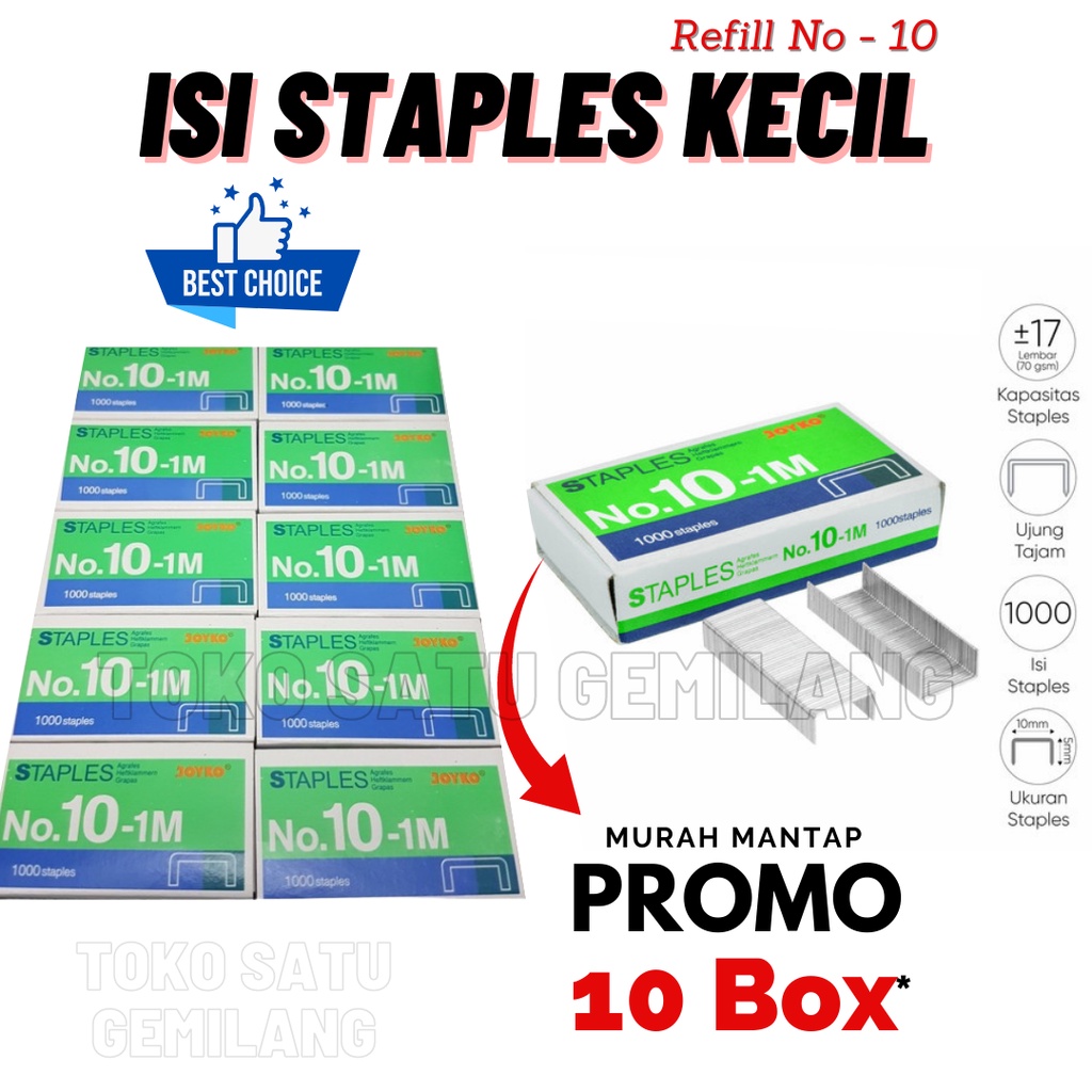Jual Isi Staples Kecil No.10 / Joyko Refill Steples / Hekter Cekrekan ...