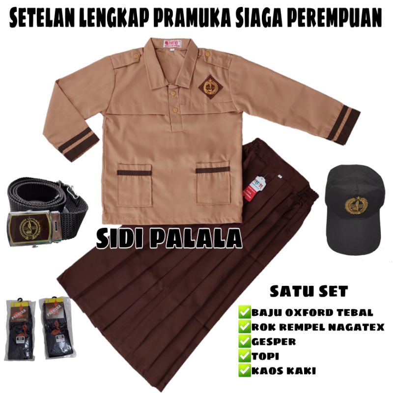 Jual setelan seragam pramuka siaga (list) anak perempuan sekolah SD Baju siaga lengan panjang ...