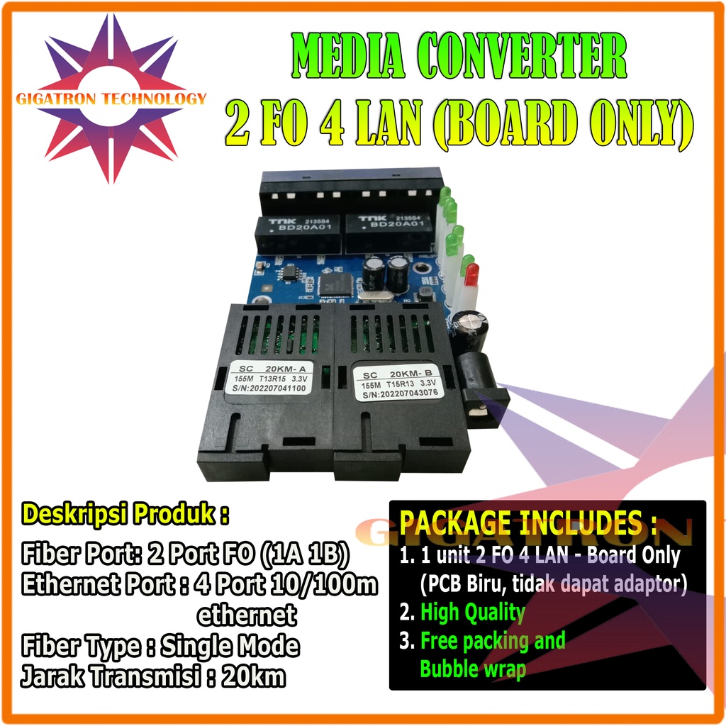 Jual Media Converter Fiber Optic 2 Port FO 4 Port LAN 10/100 PCBA Board Only / Switch Fiber ...