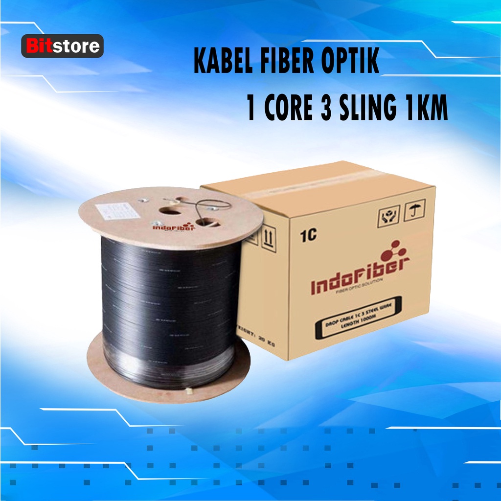 Jual KABEL FIBER OPTIK FO INTERNET 1000M 1 CORE 3 SLING 1KM INDOFIBER ...