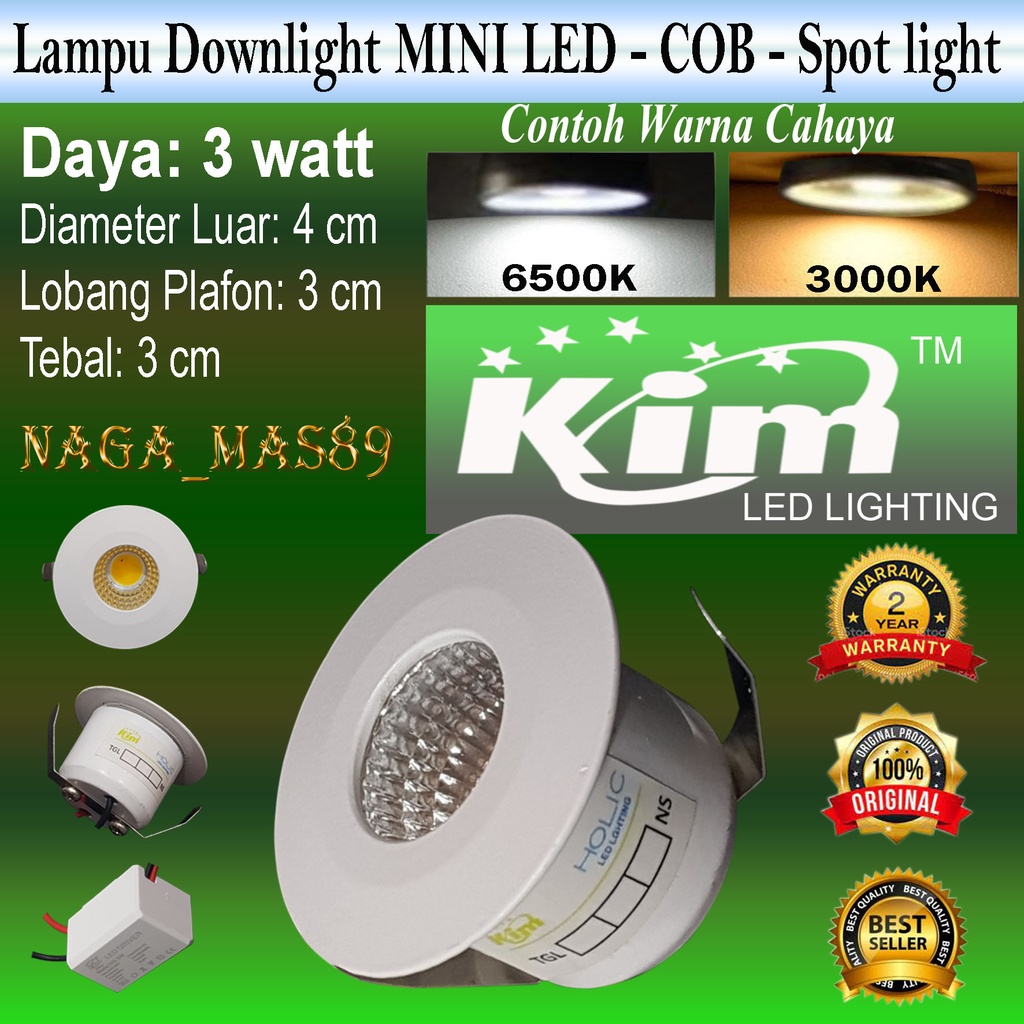 Jual Lampu Downlight Mini LED COB Spot light 3 watt ( KIM-TD- 003 NS ) | Shopee Indonesia