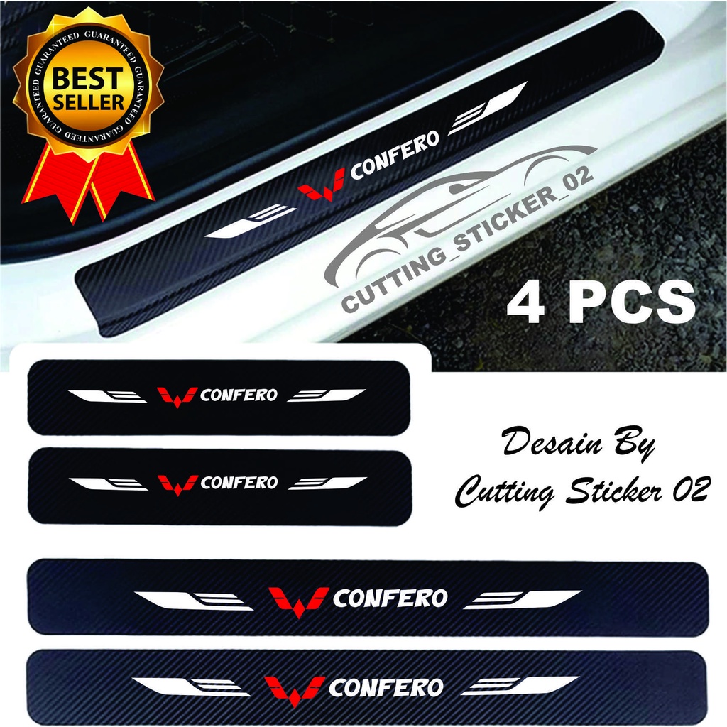 Jual 4PCS SILL PLATE KARBON 3D MOBIL WULING CONFERO STICKER CARBON 3D ...