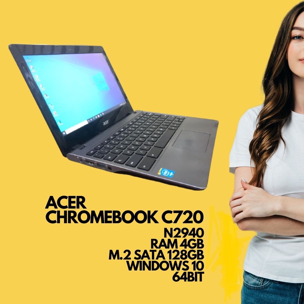 Jual Laptop Acer Chromebook C720 intel N 2940 Ram 4gb SSD 128gb - windows 10 | Shopee Indonesia