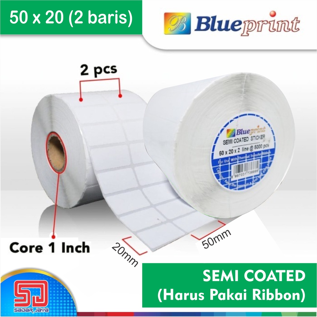 Jual Sticker label Barcode 50 x 20 x 2 Line Baris Semi Coated Stiker Barcode Blueprint | Shopee ...