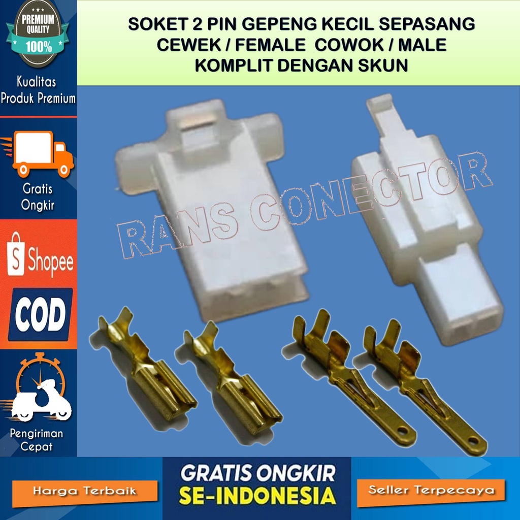 Jual SOKET SOCKET KONEKTOR KABEL 2 PIN KECIL MOTOR MOBIL MALE FEMALE ...