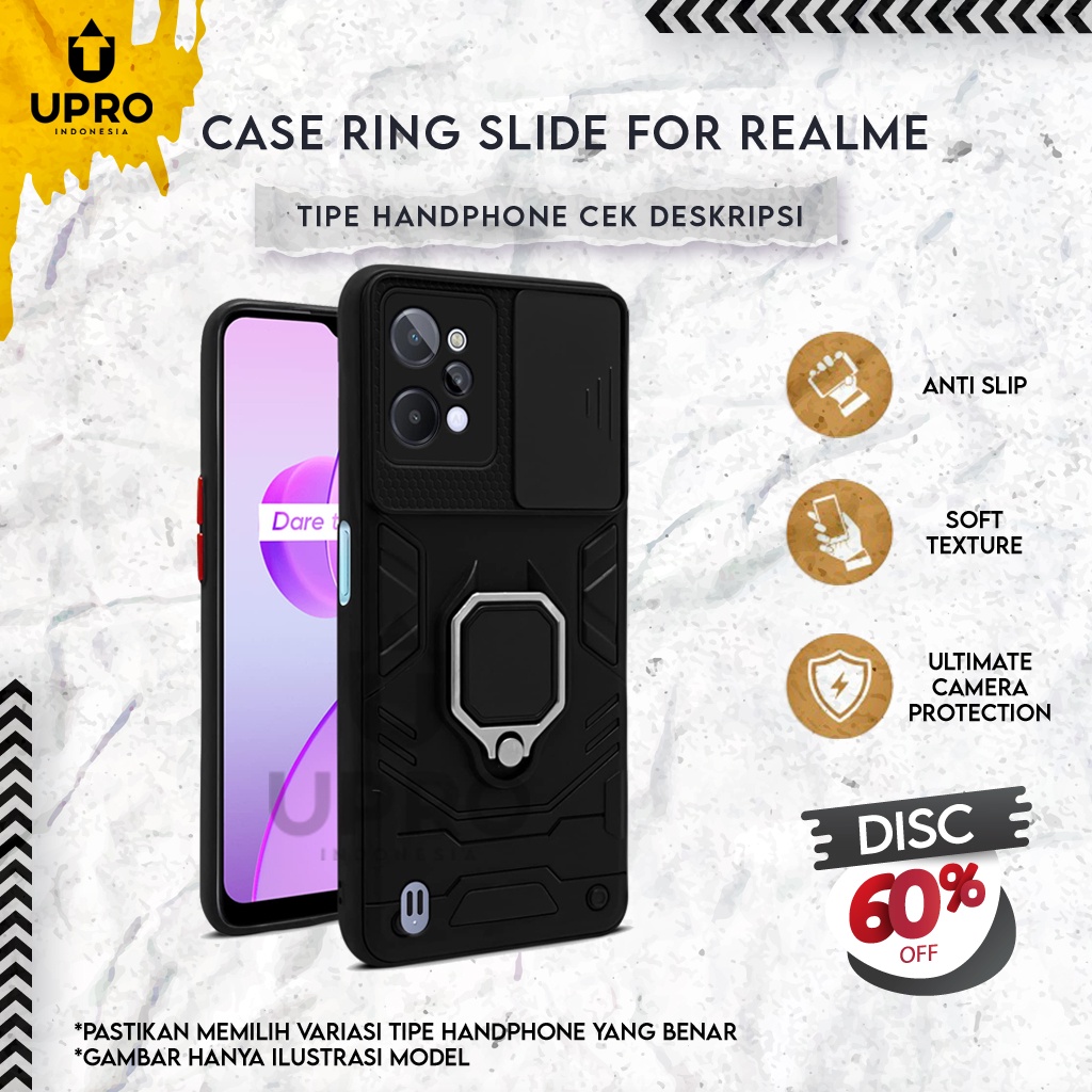Jual Case Hardcase Realme C2 C21 C21Y C25Y 8 8 Pro 4G 5G Ring Slide ...