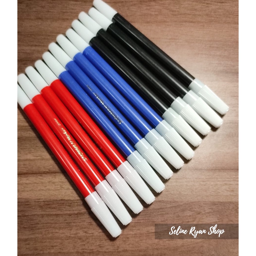 Jual Spidol Permanen Kecil Merah Hitam Biru Kuning Hijau Snowman/Safari ...