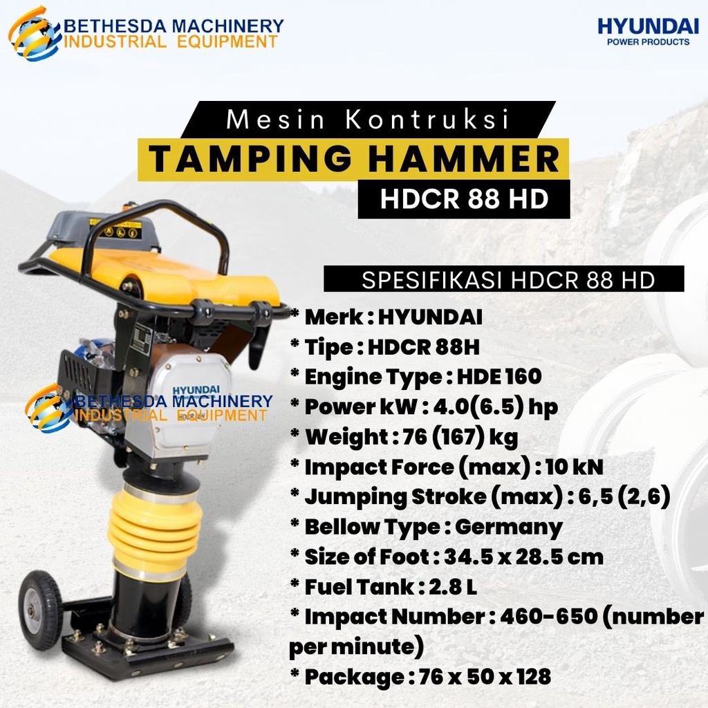 Jual Mesin Stemper Kuda Hyundai / Tamping Hammer Pemadat Tanah HDCR 88 ...