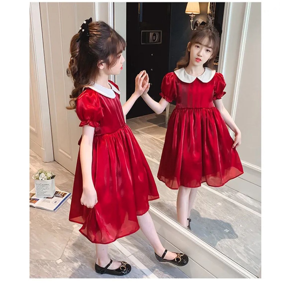 Jual PREMIUM! DRESS ANAK PEREMPUAN WARNA MERAH USIA 5-8 THN/ GAUN PESTA ...